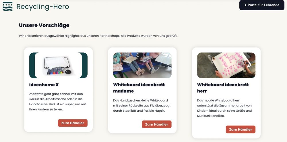 recycling-hero / neues Portal /unser Produkte - imsinne